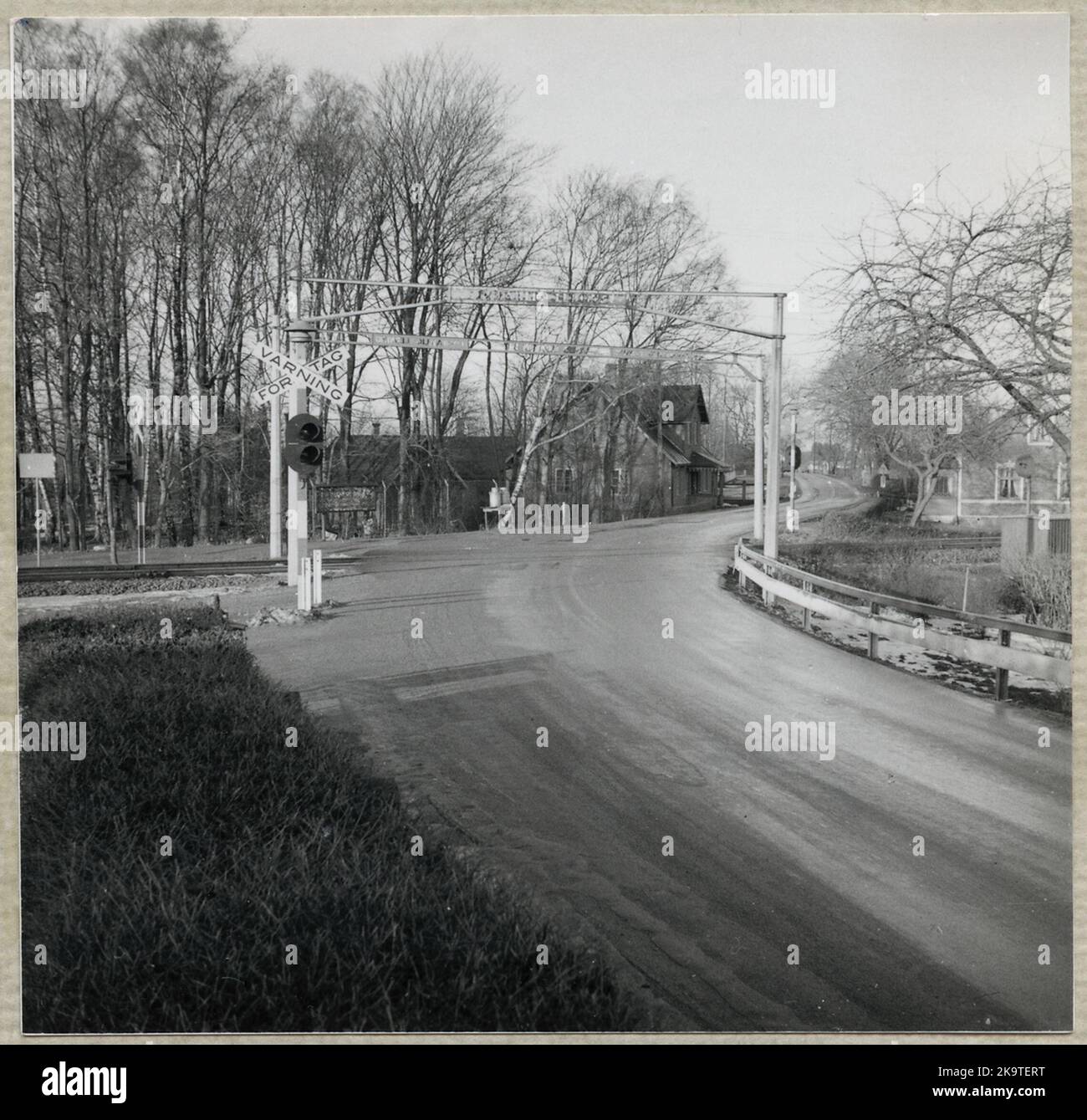 Railway crossing at Södra Vram on the line between Norra Vram and ...