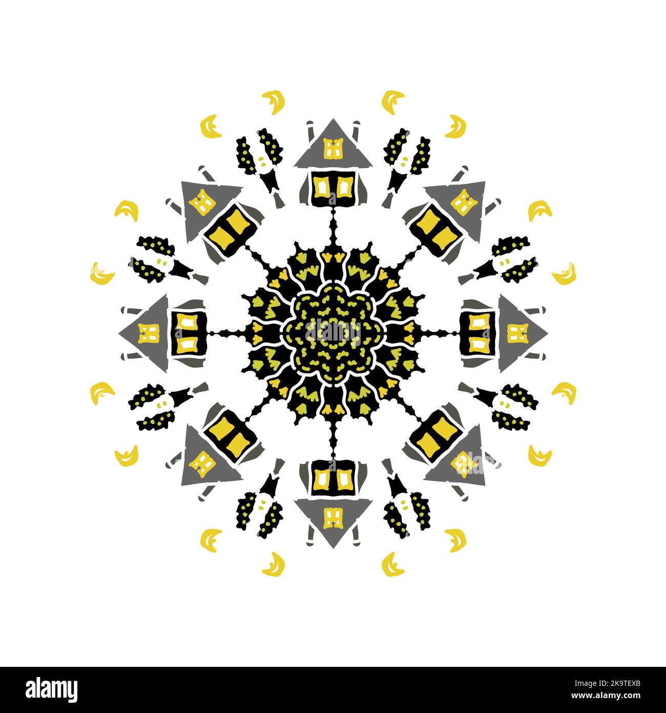 Abstract vector mandala decorative pattern in circle in northern style ...