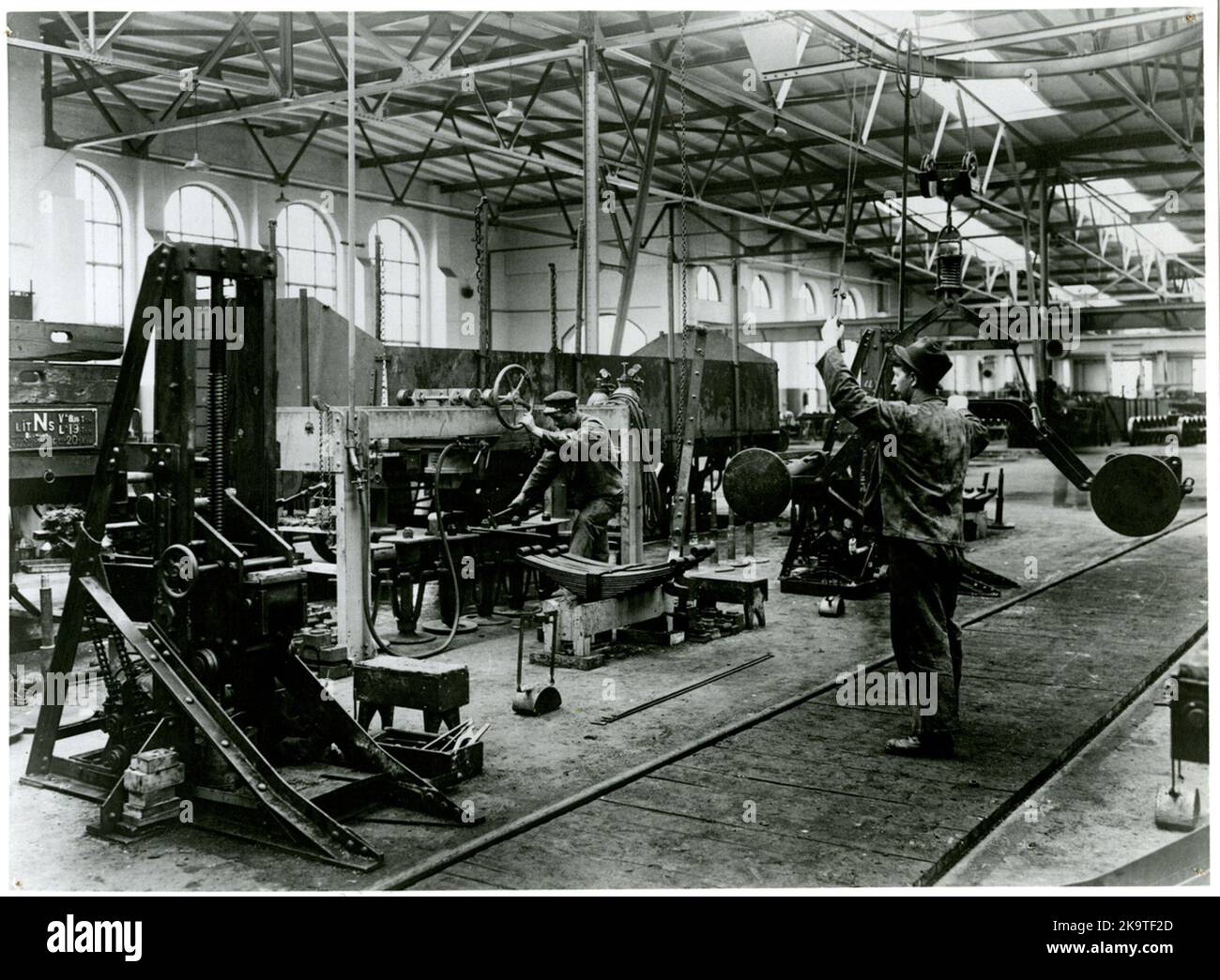 Main workshop, Gothenburg Fjällbo. Buffer press, lifting device for ...