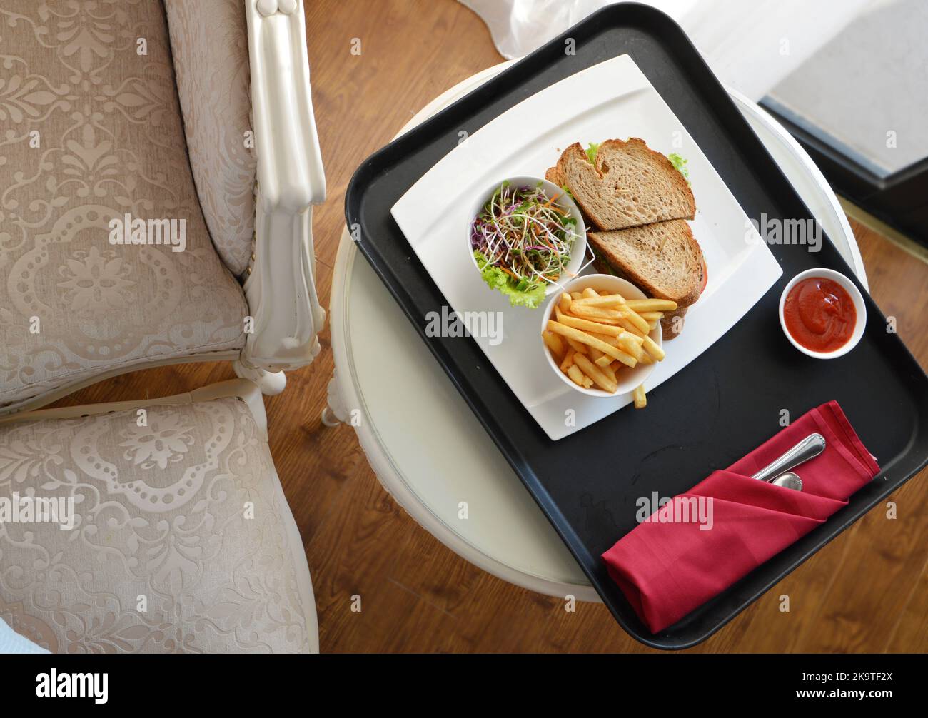 Room service tray hi-res stock photography and images - Alamy