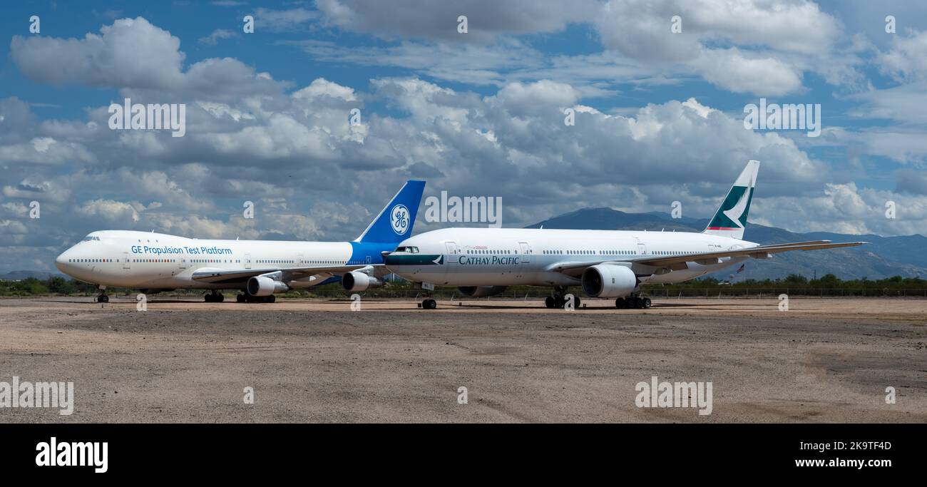 A Boeing 747 and 777 on display at the Pima Air and Space Museum Stock ...
