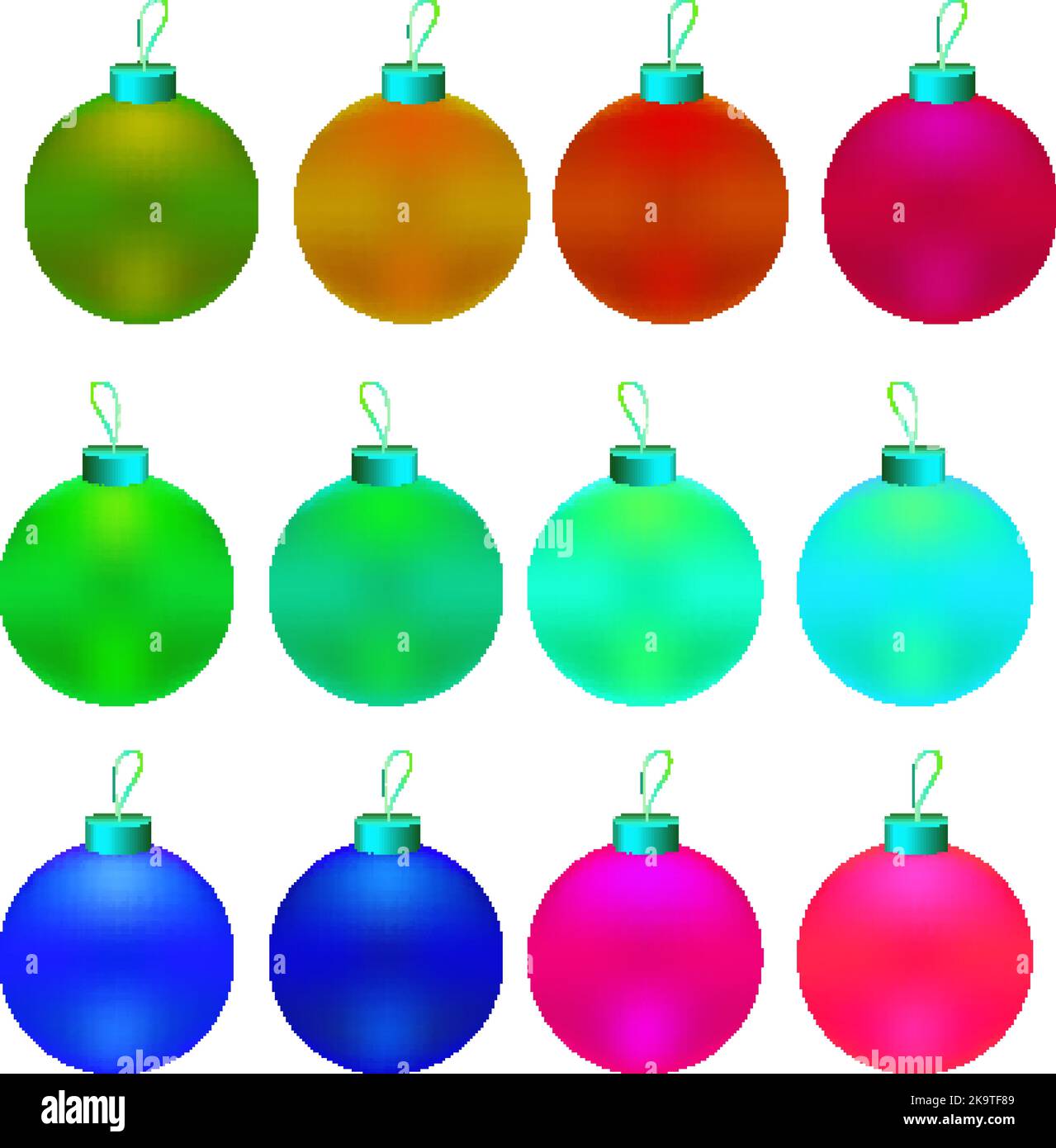Colorful christmas balls. Set of realistic decorations. Balls for the ...