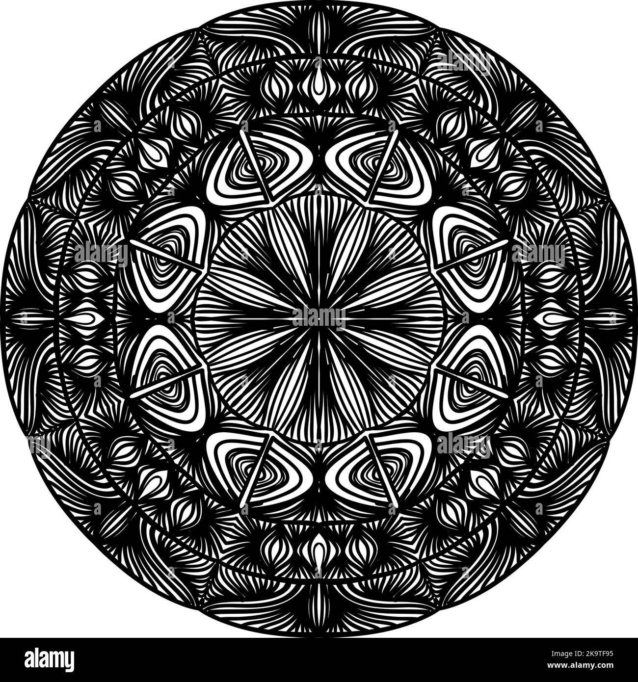 Ornament black white card with mandala. Geometric circle element made ...
