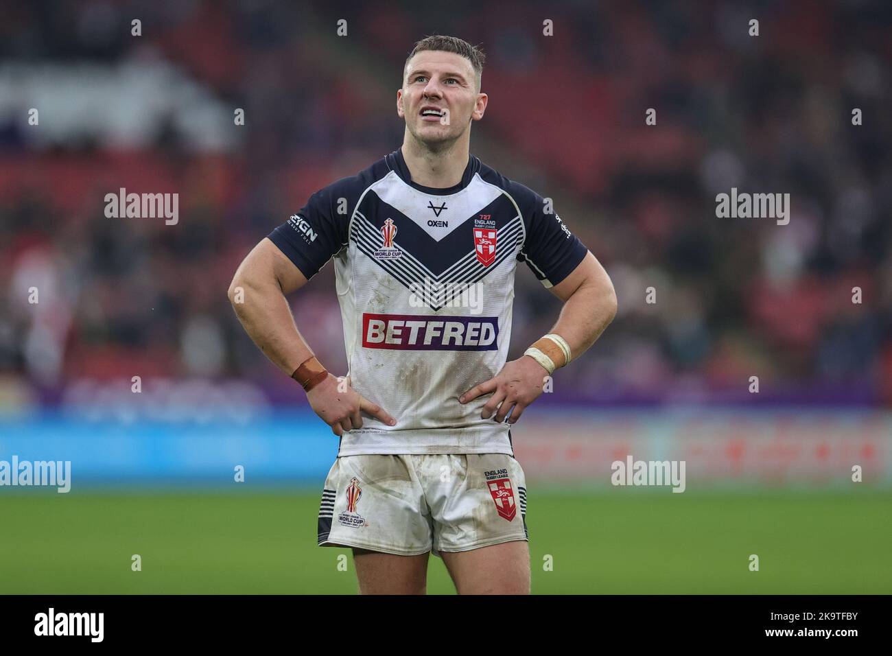 George Williams of England during the Rugby League World Cup 2021 match ...