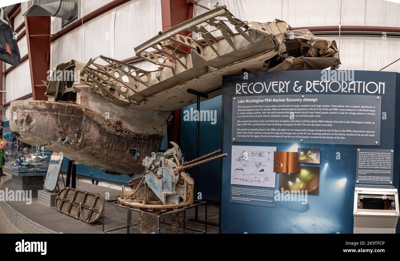 A crashed Martin PBM Mariner recovered from a lake at the Pima Air and ...