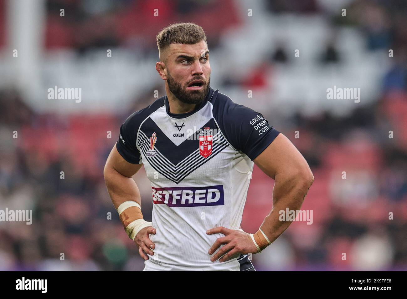 Mike McMeeken of England during the Rugby League World Cup 2021 match ...