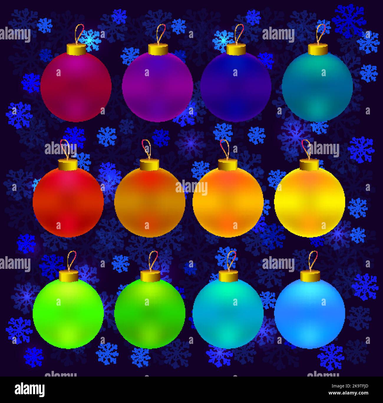 Colorful christmas balls. Set of realistic decorations. Balls for the ...