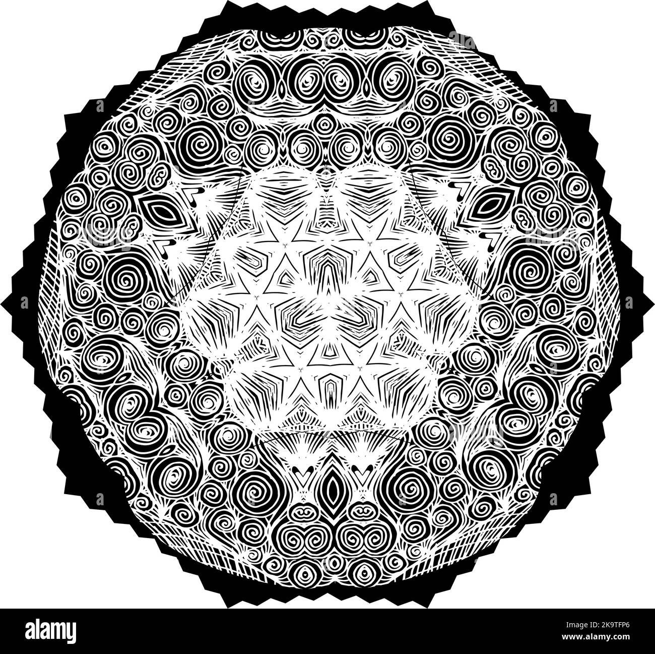 Ornament black white card with mandala. Geometric circle element made ...