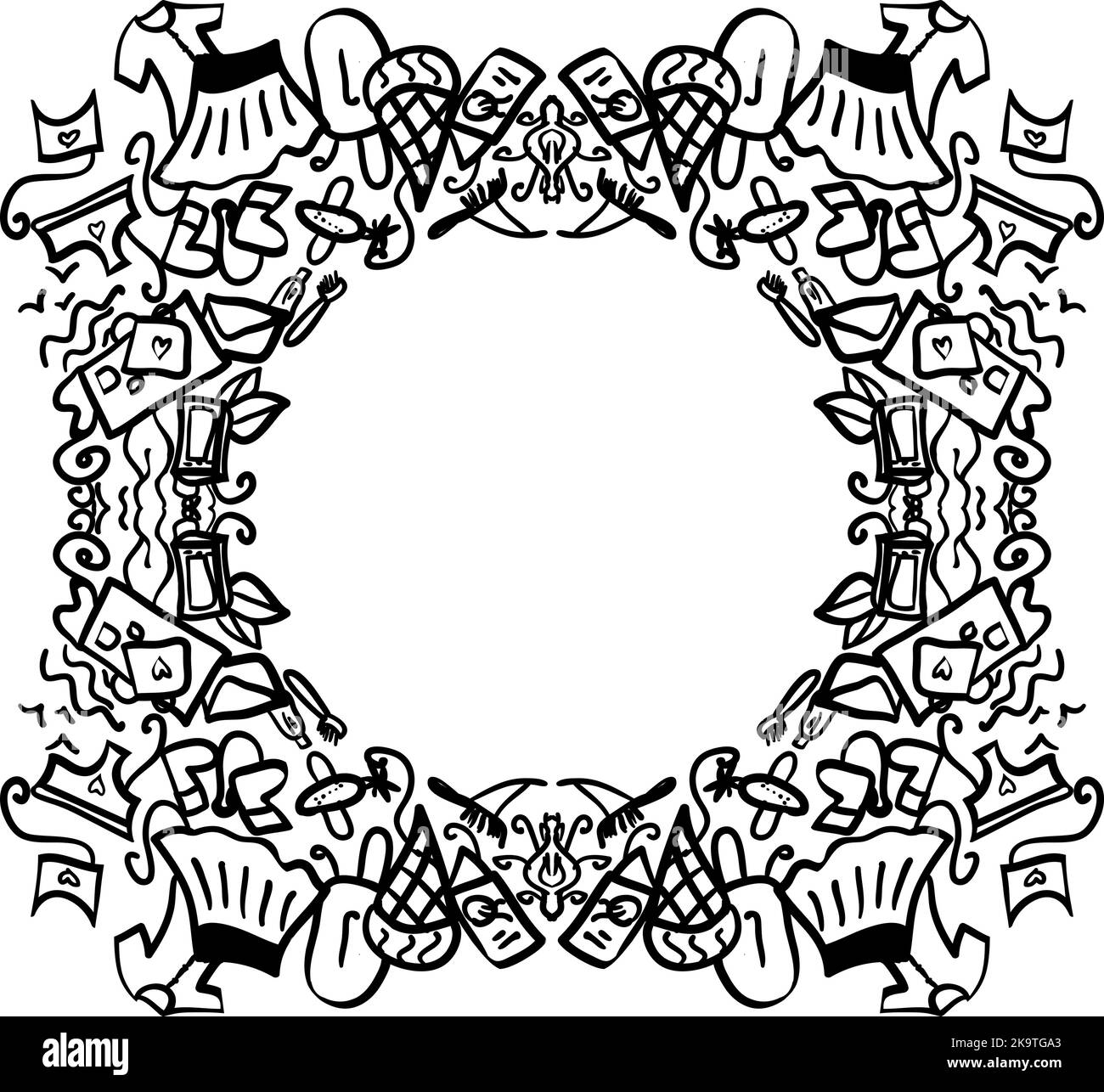 Abstract Decorative Frame With Different Objects Stock Vector Image