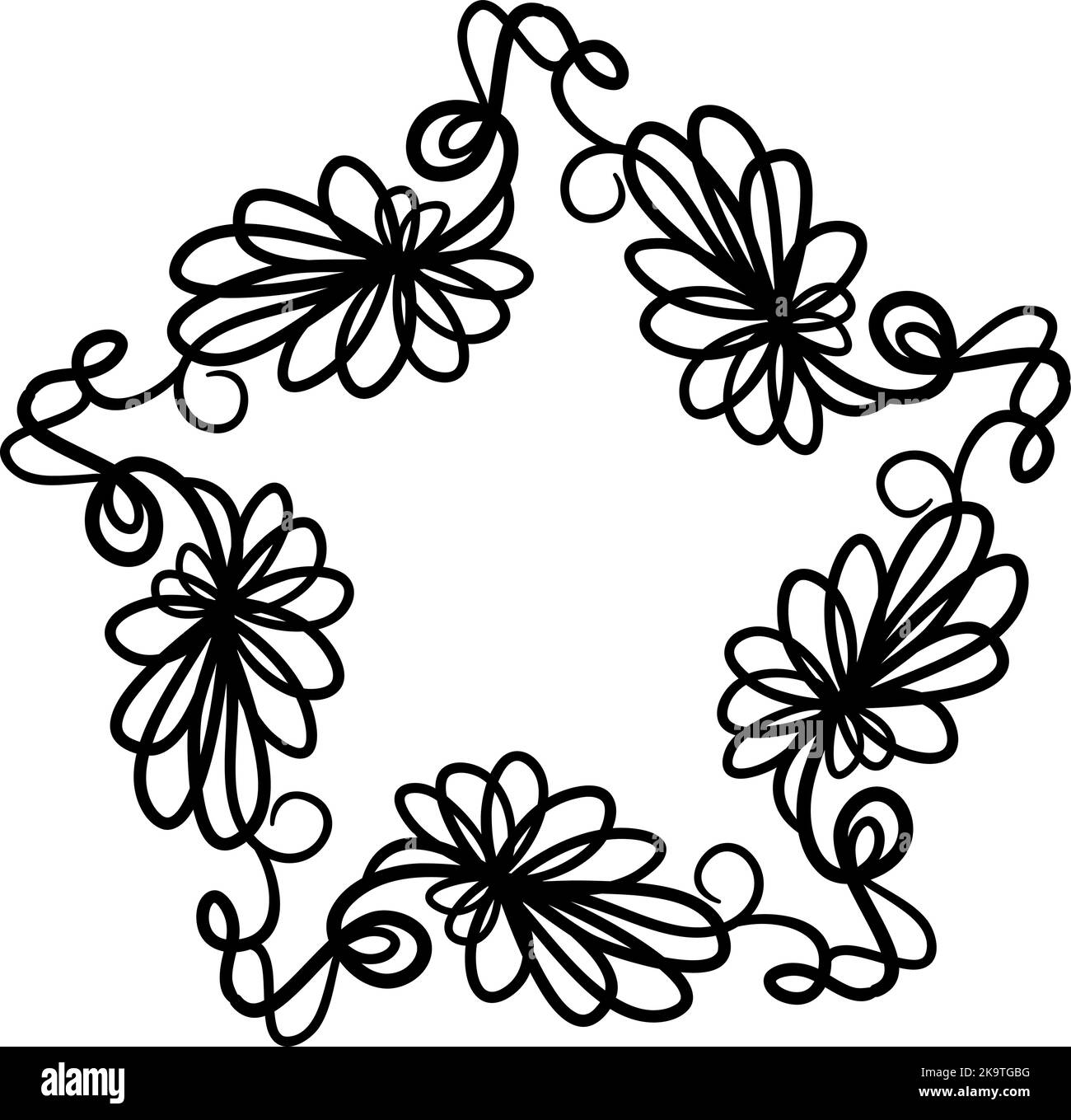 Black and white vector illustration. Vintage frame with curly ...