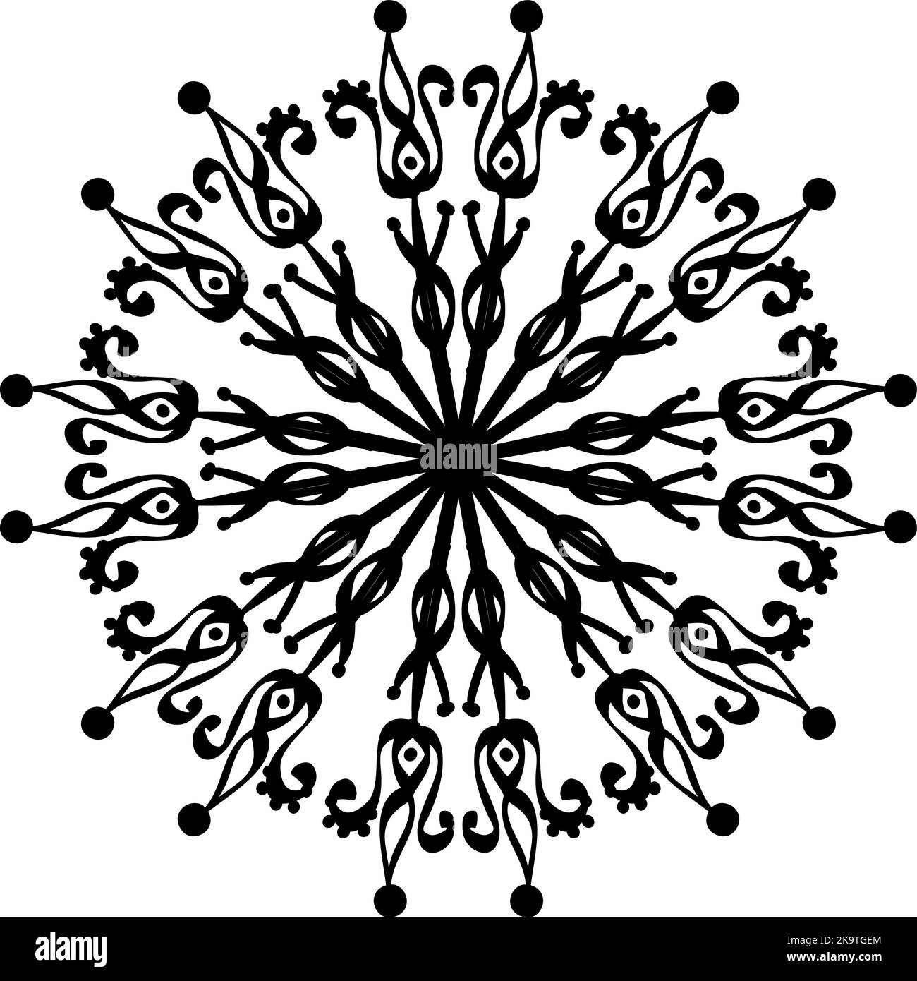 Black and white vector illustration. Vintage frame with curly ...