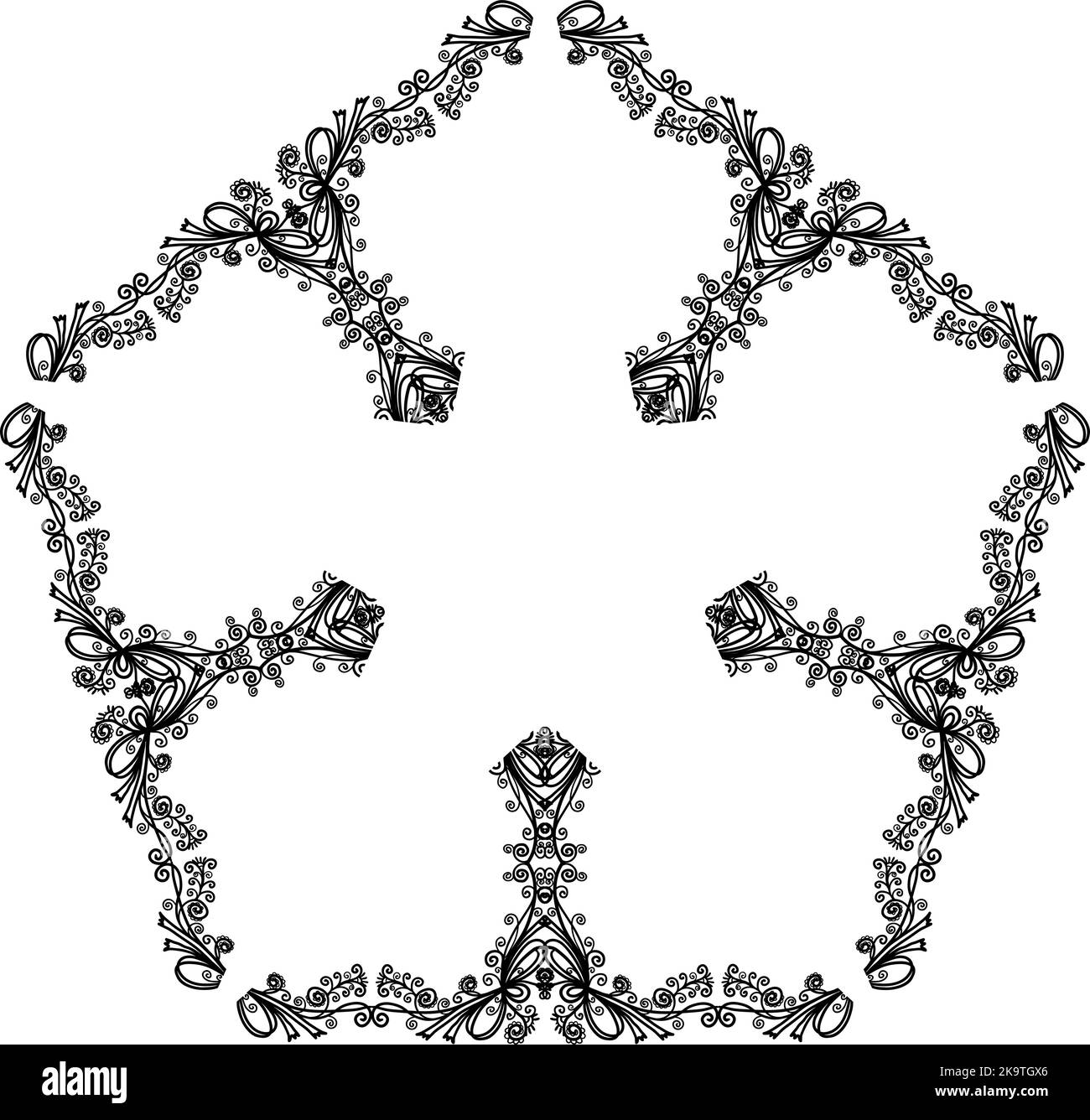 Black and white vector illustration. Vintage frame with curly ...