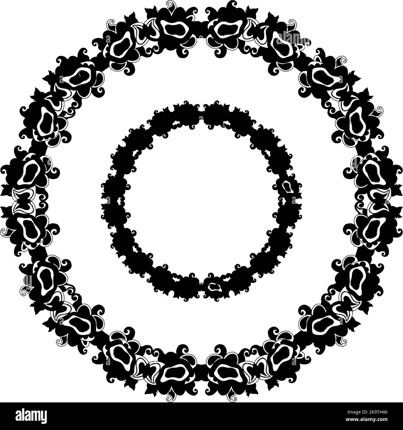 Black and white vector illustration. Vintage frame with curly ...