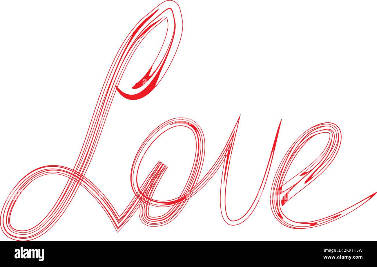 Vector freehand letters "love" text doodles, valentine's day Stock ...