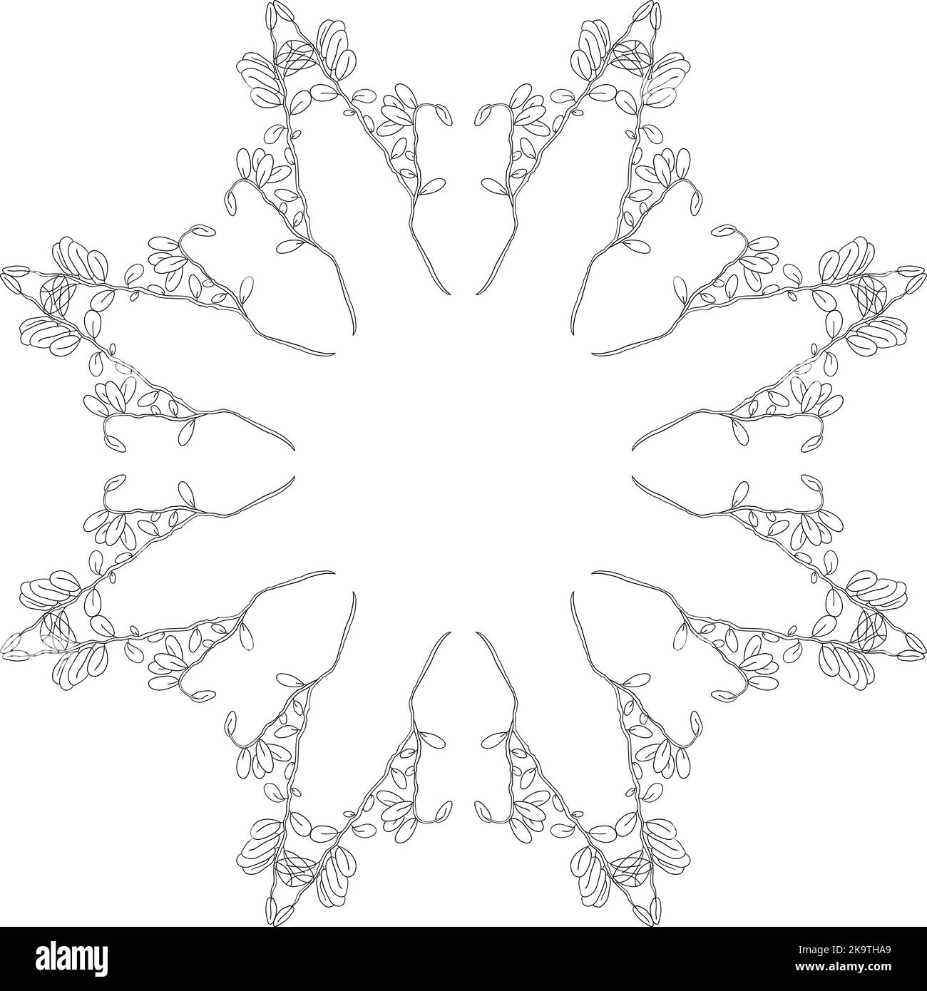 Black and white vector illustration. Vintage frame with curly ...