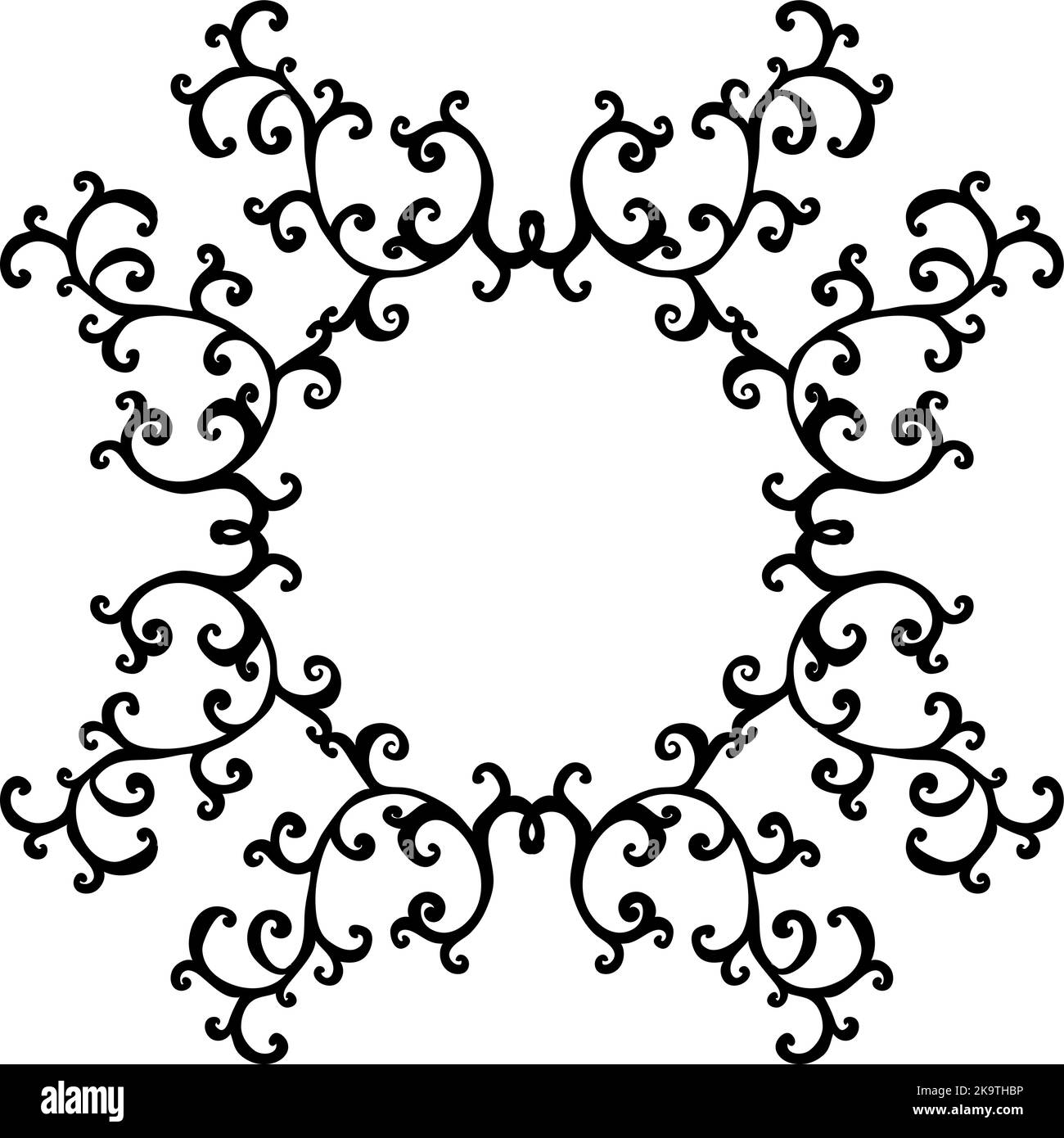 Black and white vector illustration. Vintage frame with curly ...
