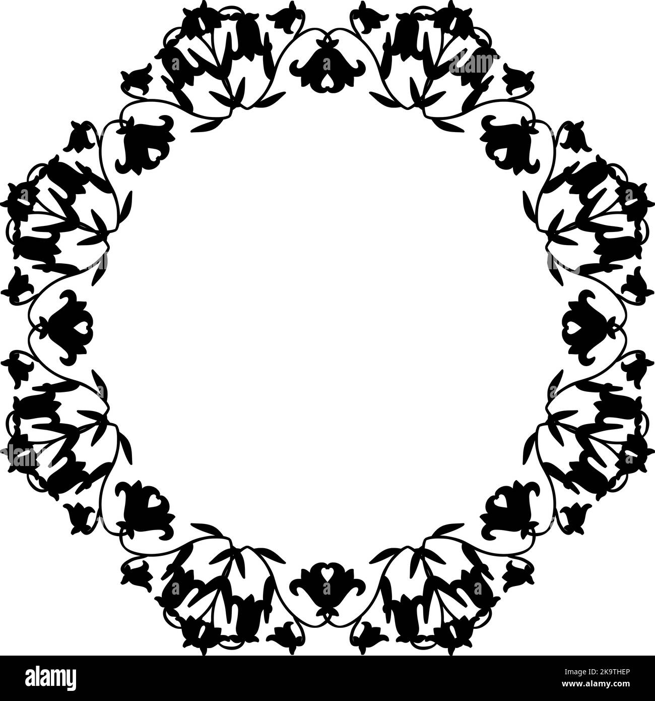 Black and white vector illustration. Vintage frame with curly ...