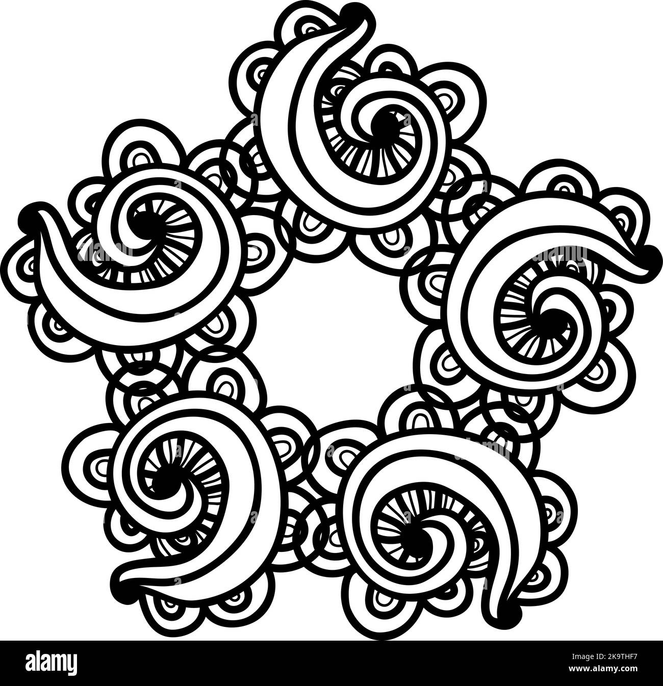 Black and white vector illustration. Vintage frame with curly ...