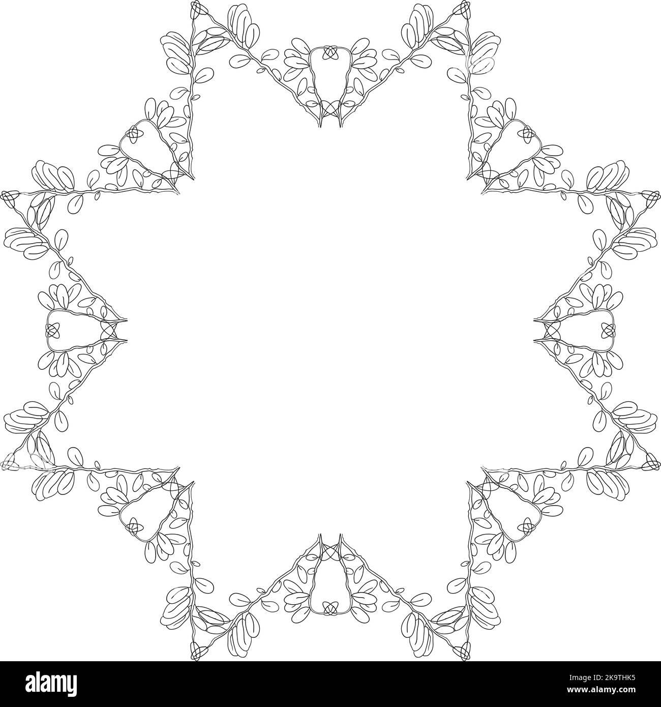 Black and white vector illustration. Vintage frame with curly ...