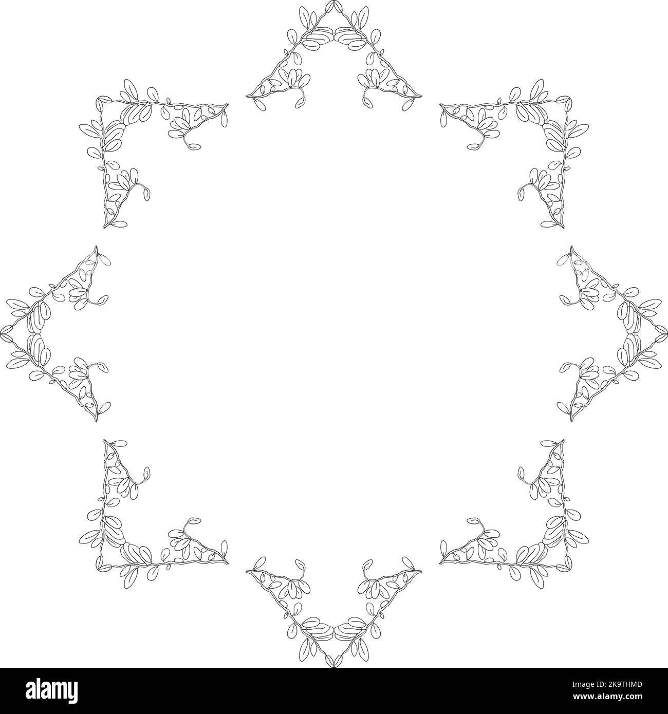 Black and white vector illustration. Vintage frame with curly ...