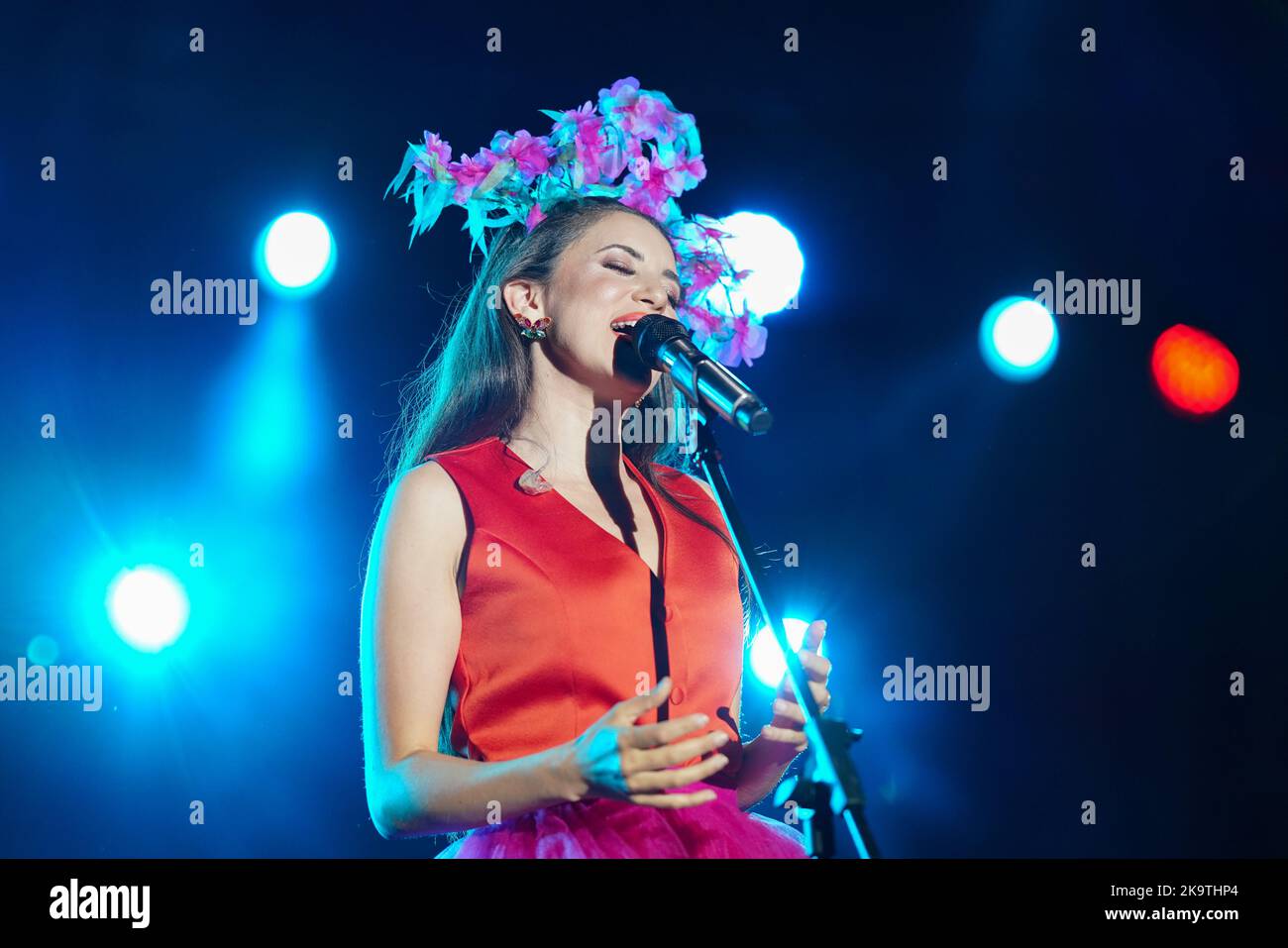 ISTANBUL, TURKEY - JUNE 12, 2022: Turkish singer Karsu Donmez concert ...