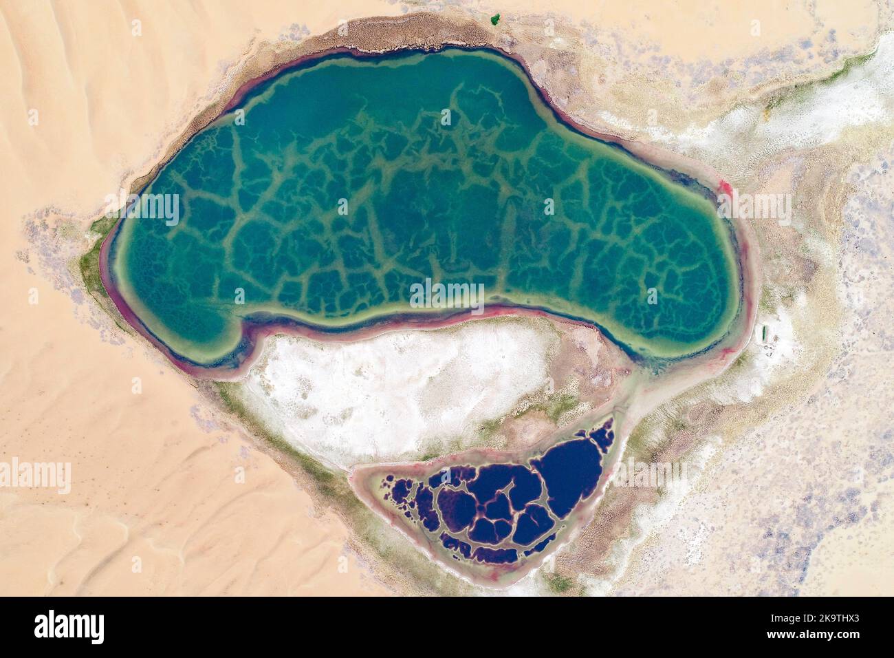 ALXA, CHINA - MAY 2, 2020 - A view of the Horse Lake in the Badain ...