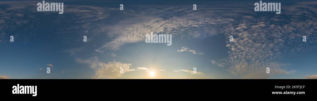 Blue summer sky panorama with light Cirrus clouds. Hdr seamless ...