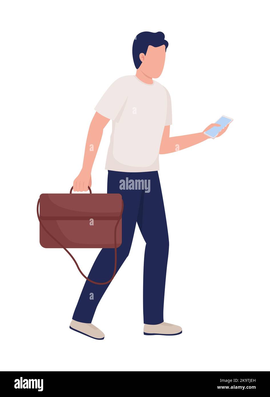 Busy man with smartphone semi flat color vector character Stock Vector ...