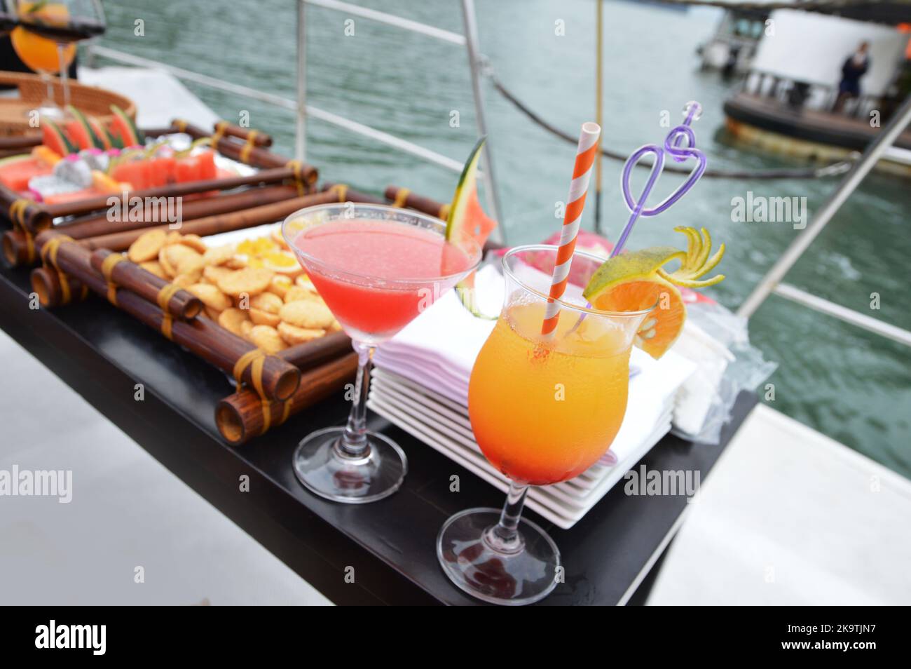 Drinks and light foods on the yacht of Scarlet Pearl tour around Ha ...