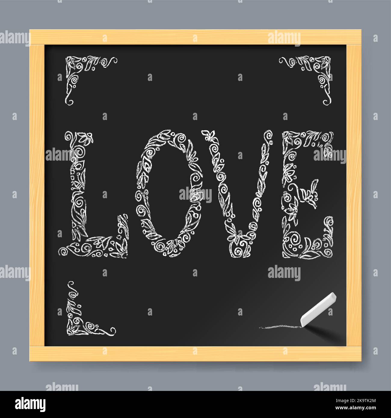 Hand-written chalk Love word. Sketch grunge chalk lettering on ...