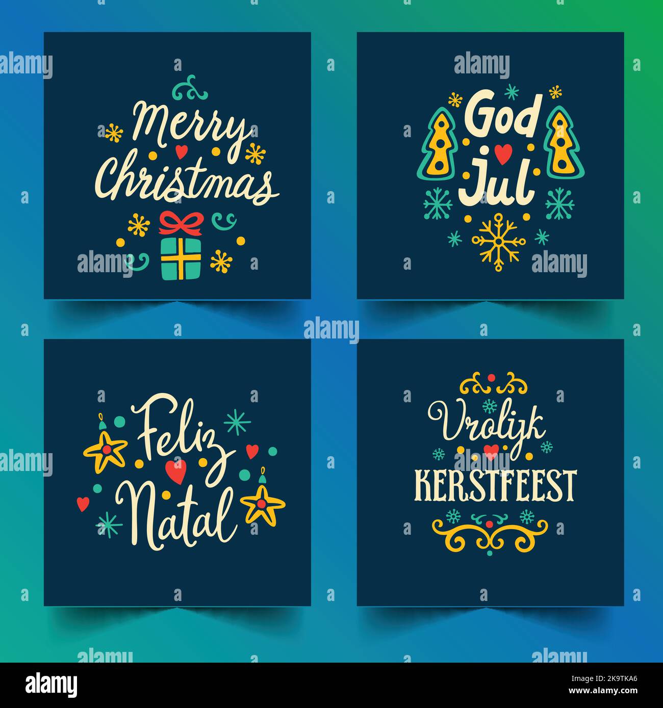 hand drawn christmas wishes lettering collection vector design ...