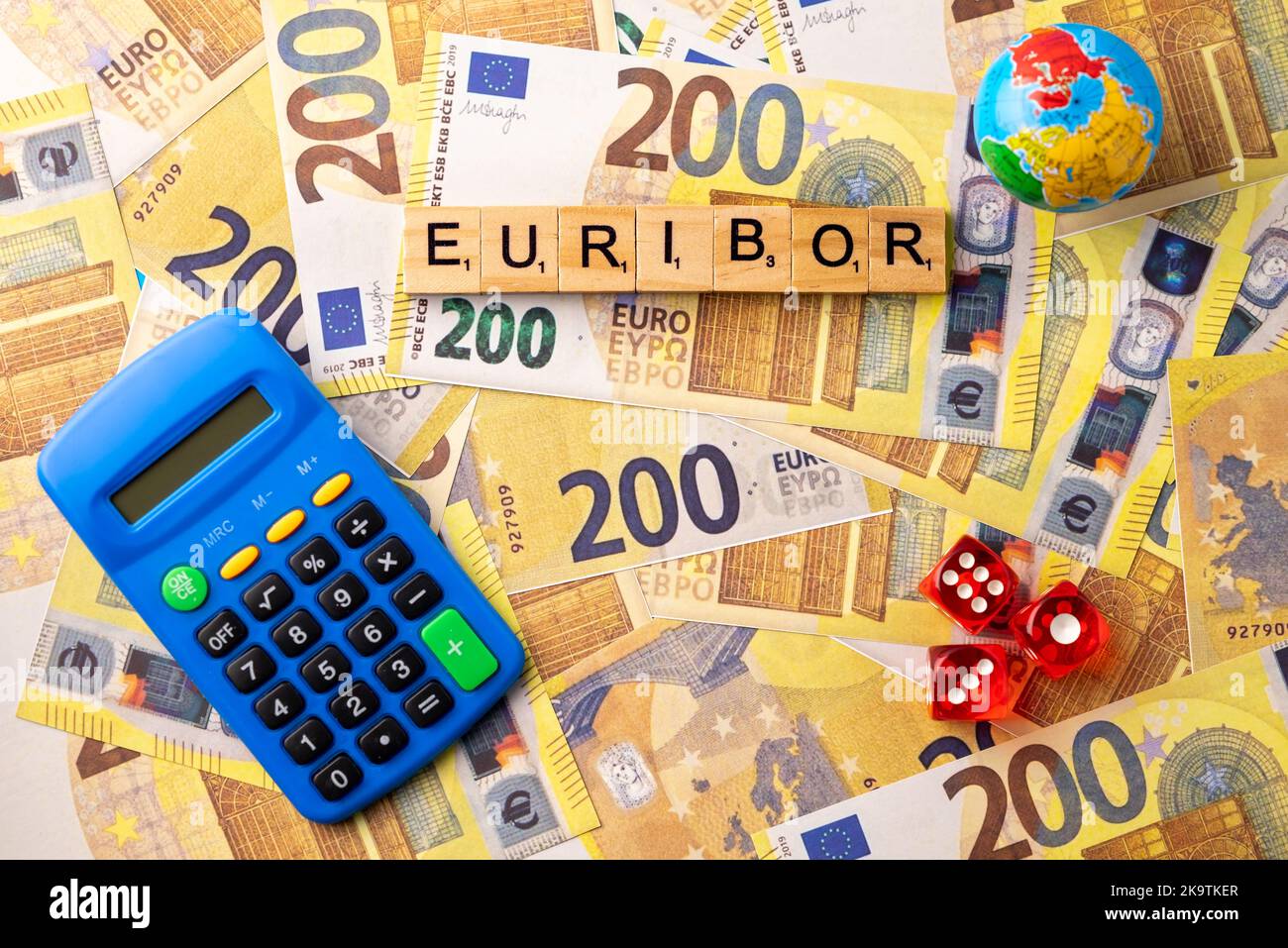 Word EURIBOR Is Written In Wooden Letters On Background Of 200 Euro ...