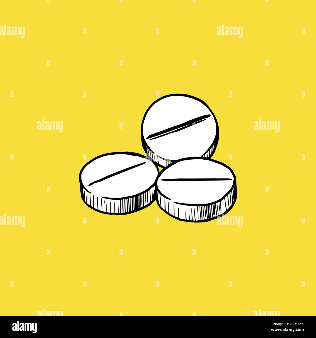 Illustration of Pill. Hand drawn. Vintage - Vector Stock Vector Image ...