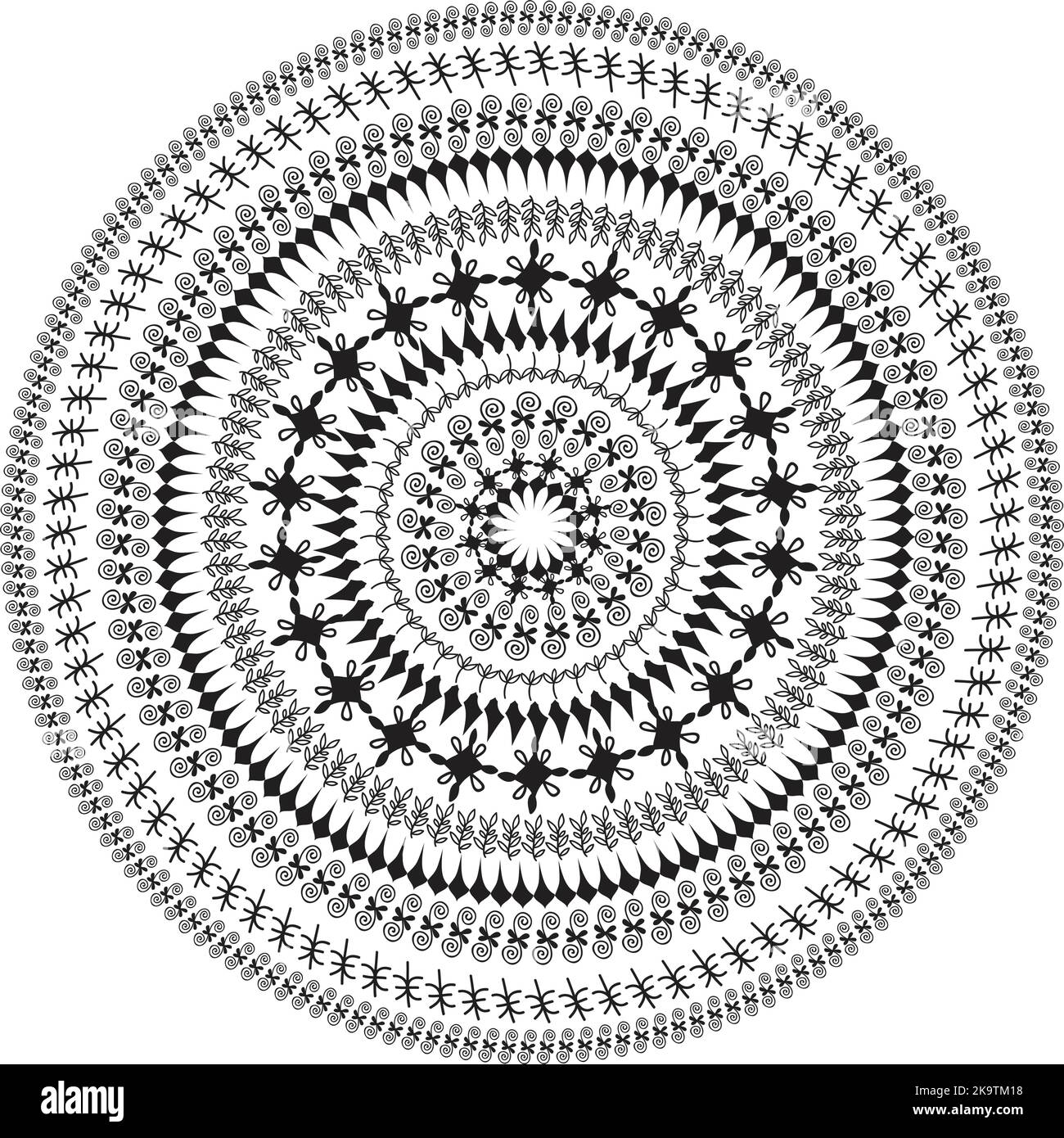 Ornament black white card with mandala. Geometric circle element made ...