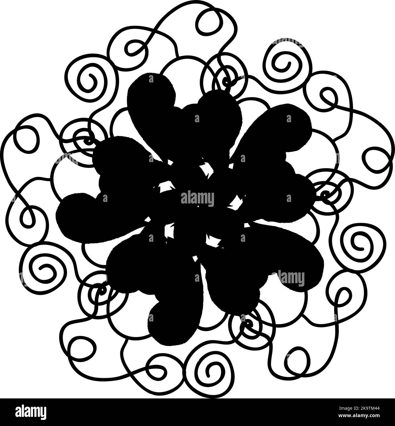 Black and white vector illustration. Vintage frame with curly ...