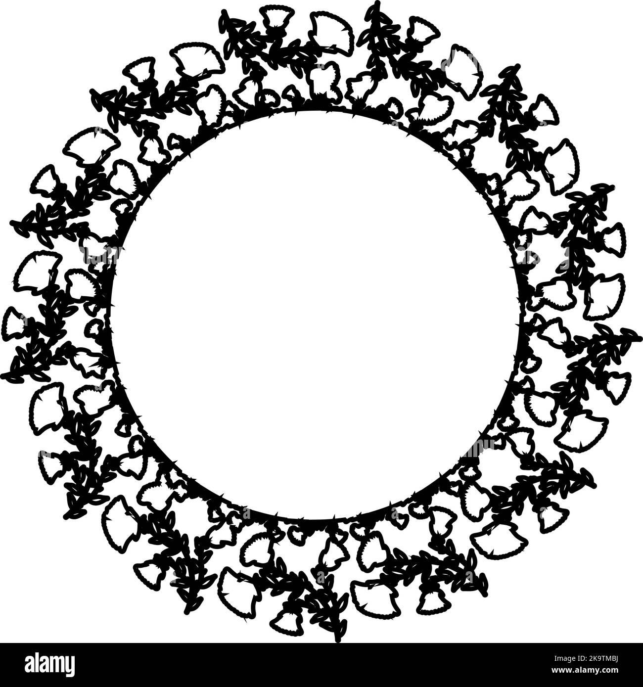 Black and white vector illustration. Vintage frame with curly ...