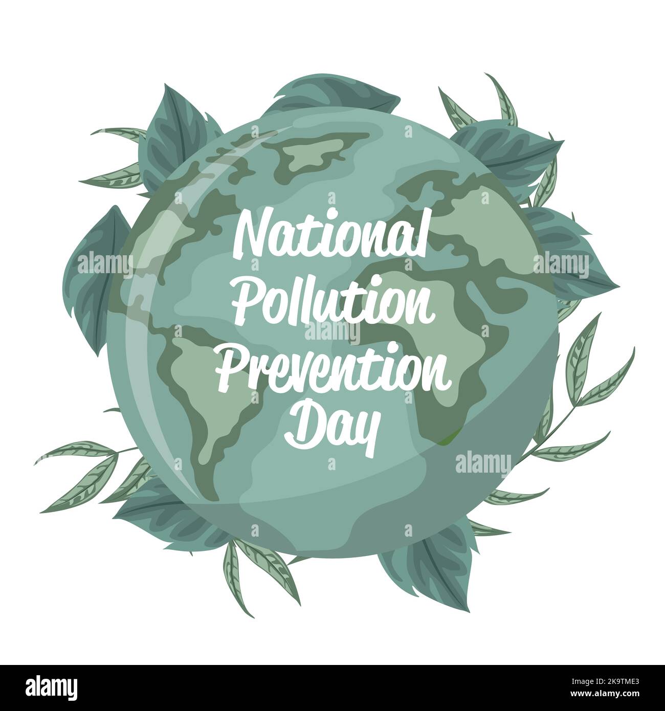 National pollution prevention day design with planet earth and leaves ...