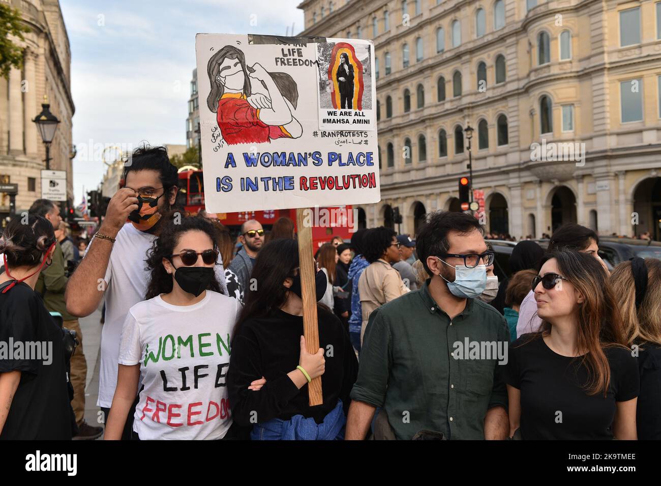 London, UK. 29th Oct, 2022. Protester holds a placard during the rally ...