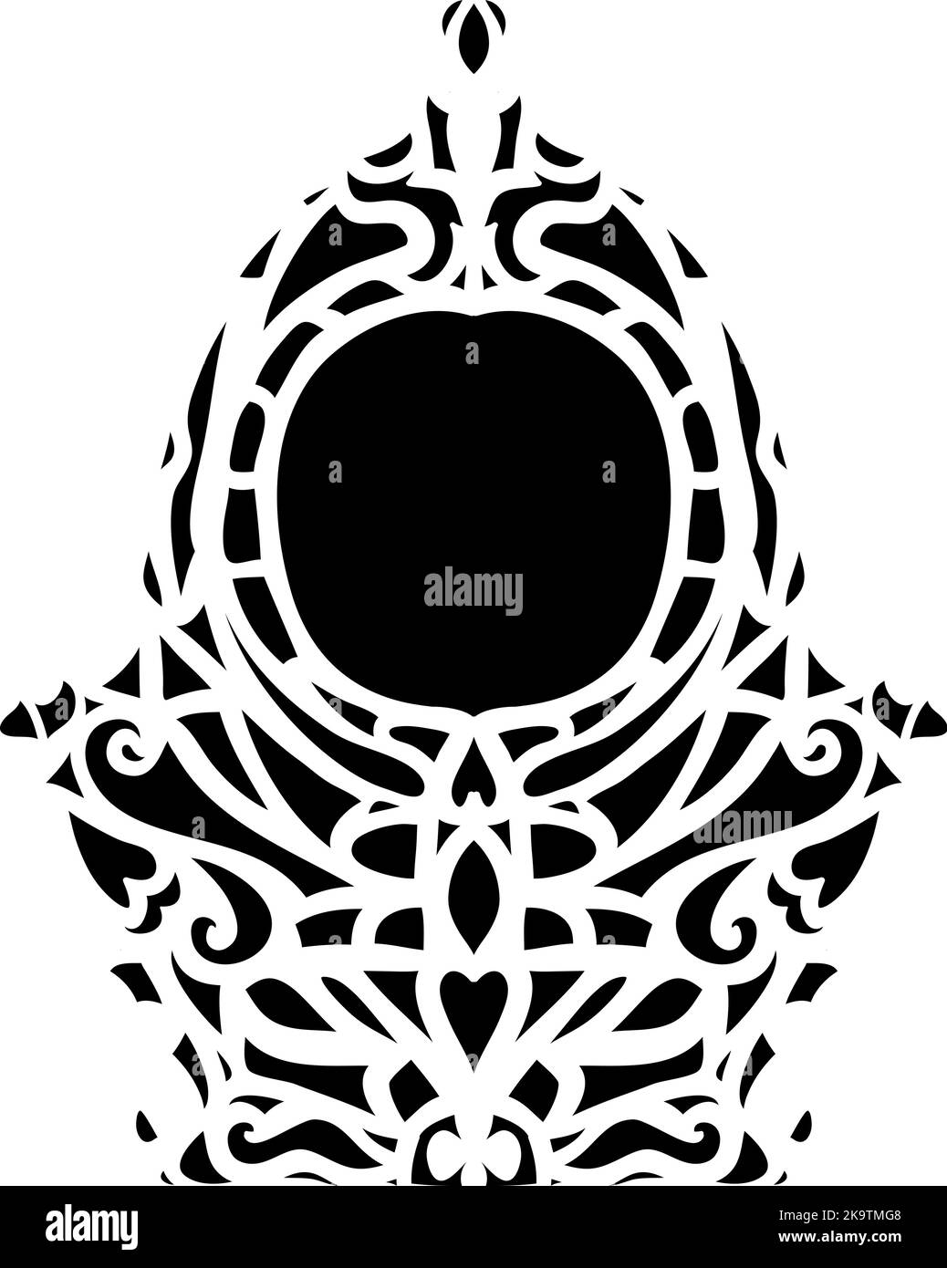 Black and white vector illustration. Vintage frame with curly ...