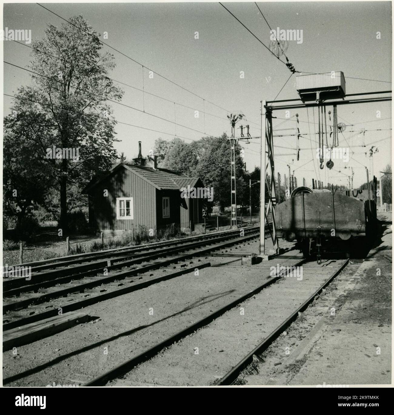 Track guard and cargo dock Stock Photo - Alamy