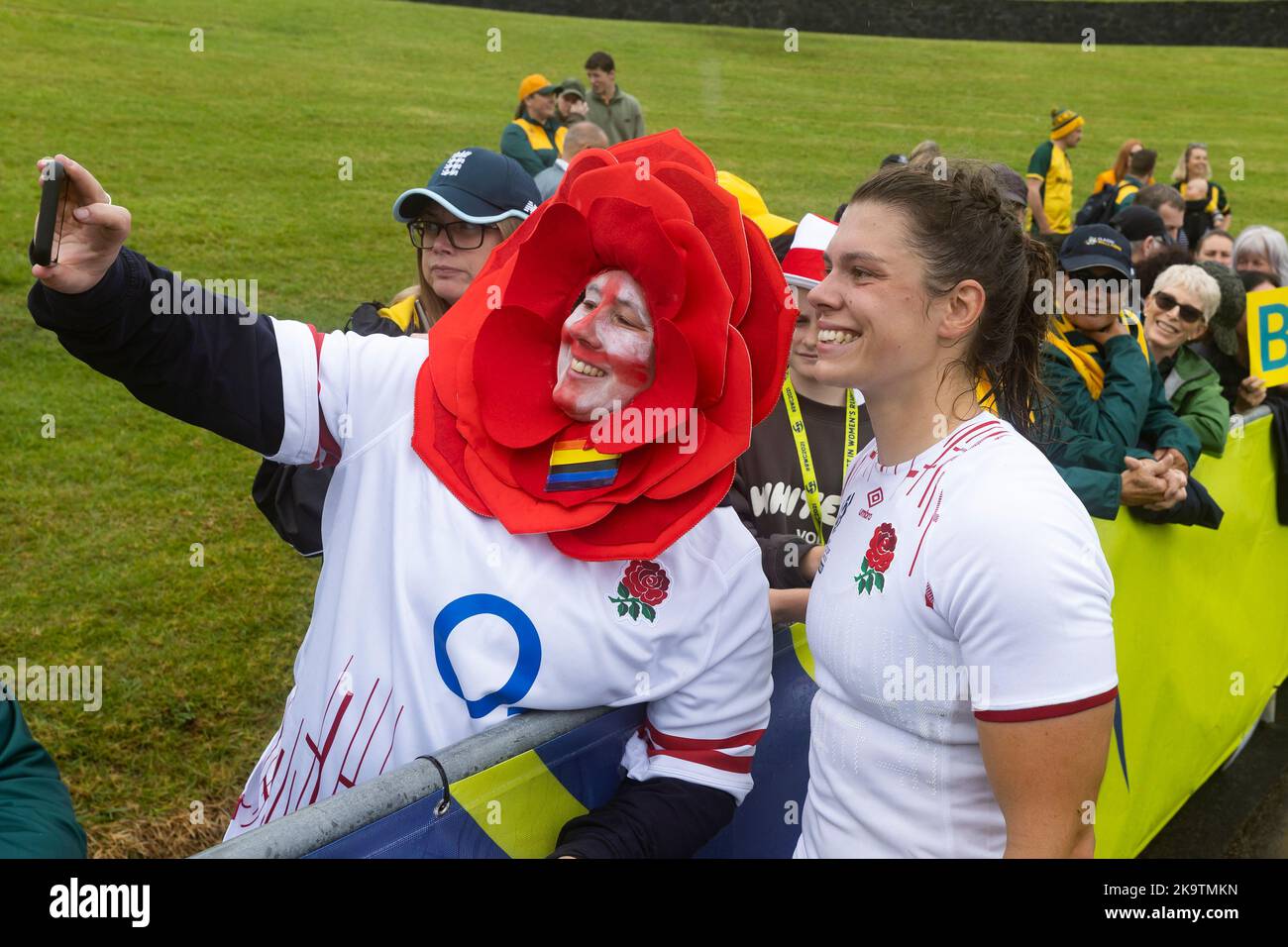 England's Helena Rowland with supporters after their win against ...