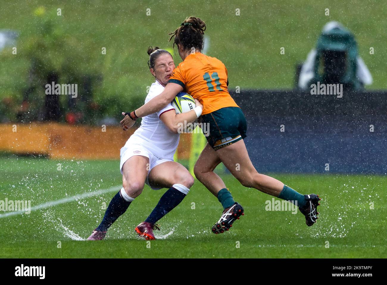 England's Lydia Thompson during the Women's Rugby World Cup Quarter ...