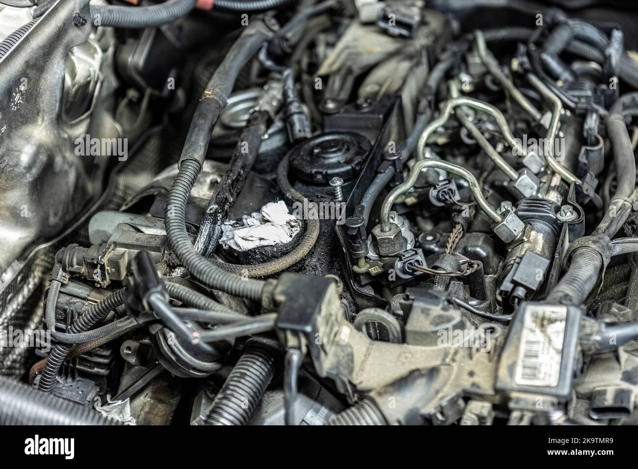 Diesel engine maintenance. Detail of diesel engine injection Stock ...