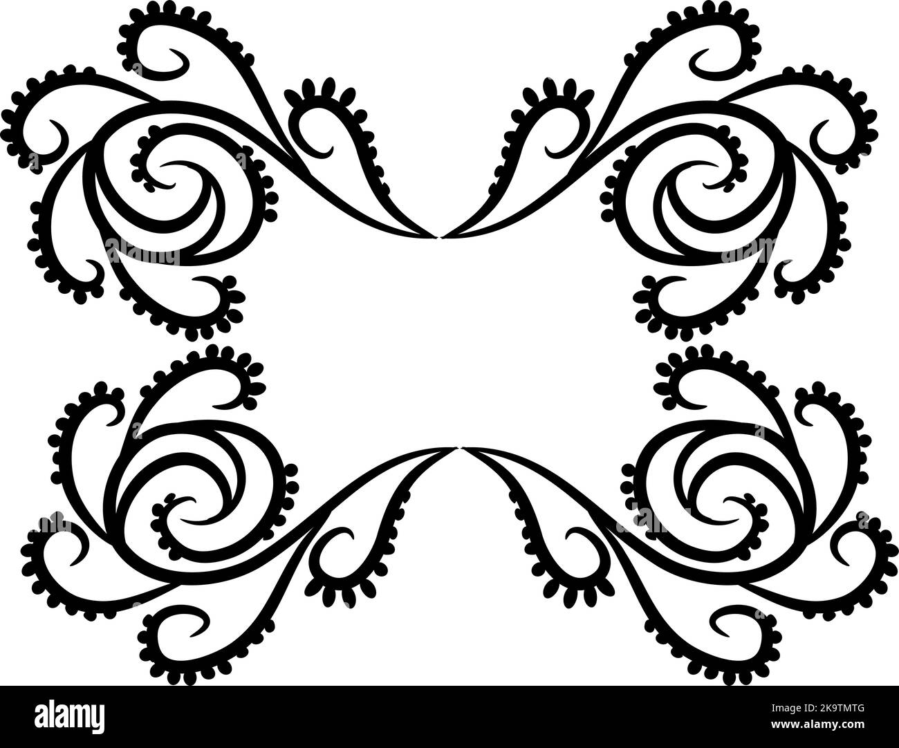 Black and white vector illustration. Vintage frame with curly ...