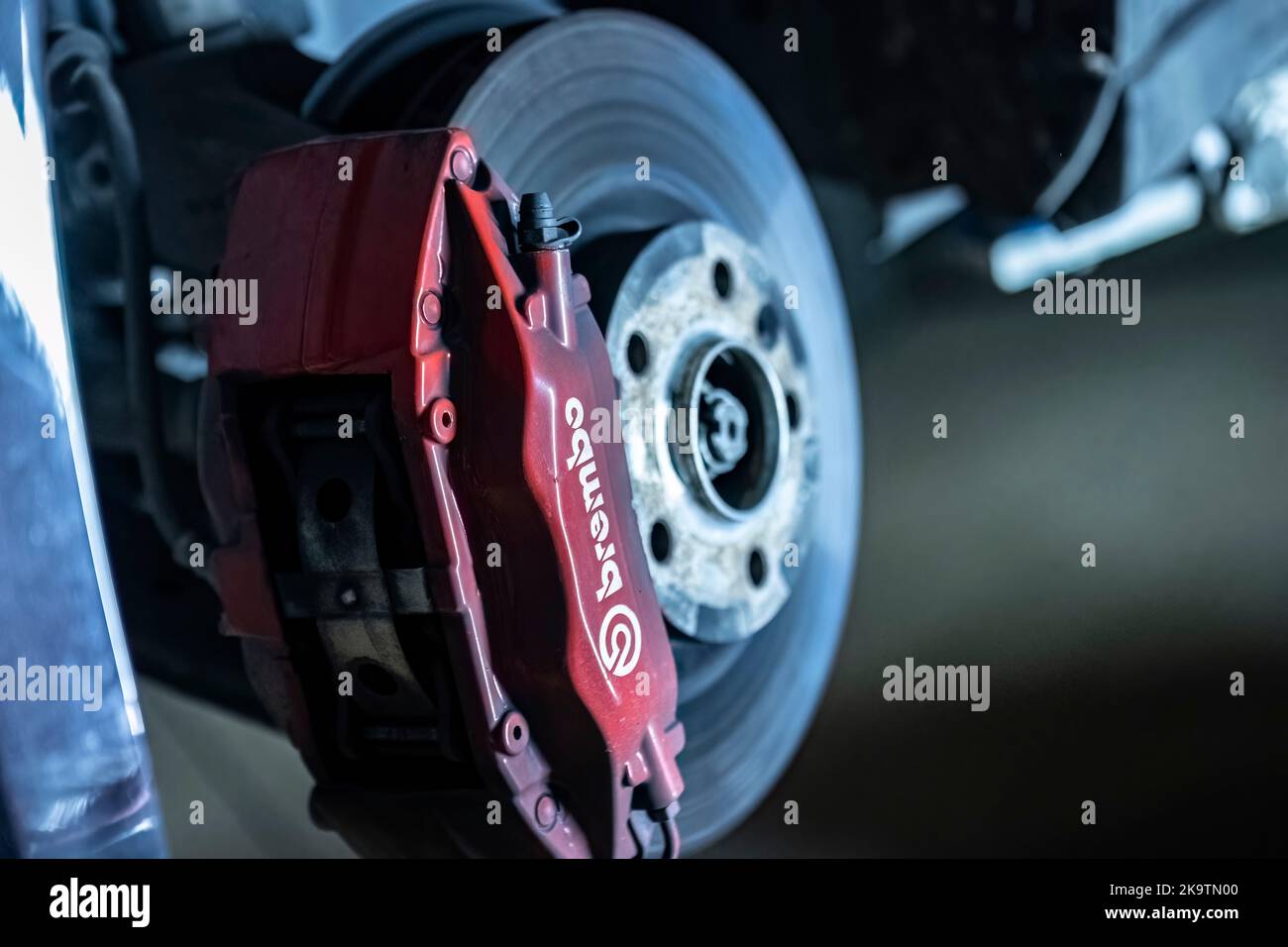 Milan, Italy 29 October 2022: Brembo disc brake sport car detail ...