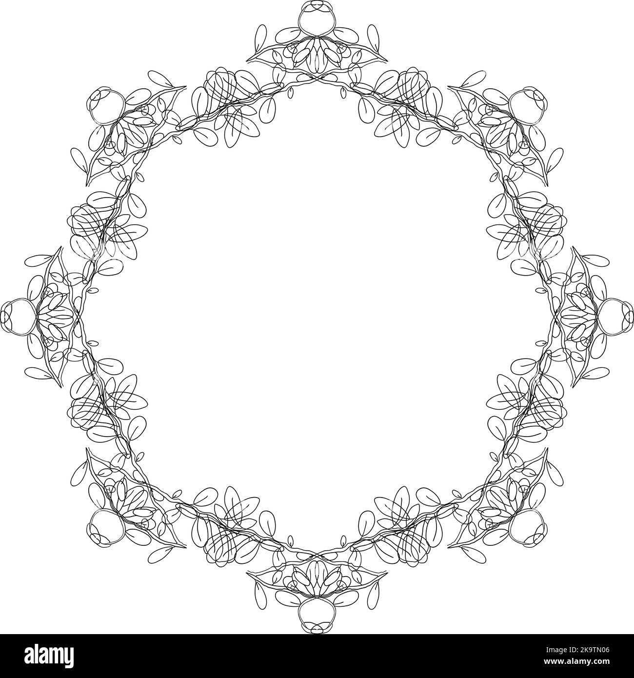 Black and white vector illustration. Vintage frame with curly ...