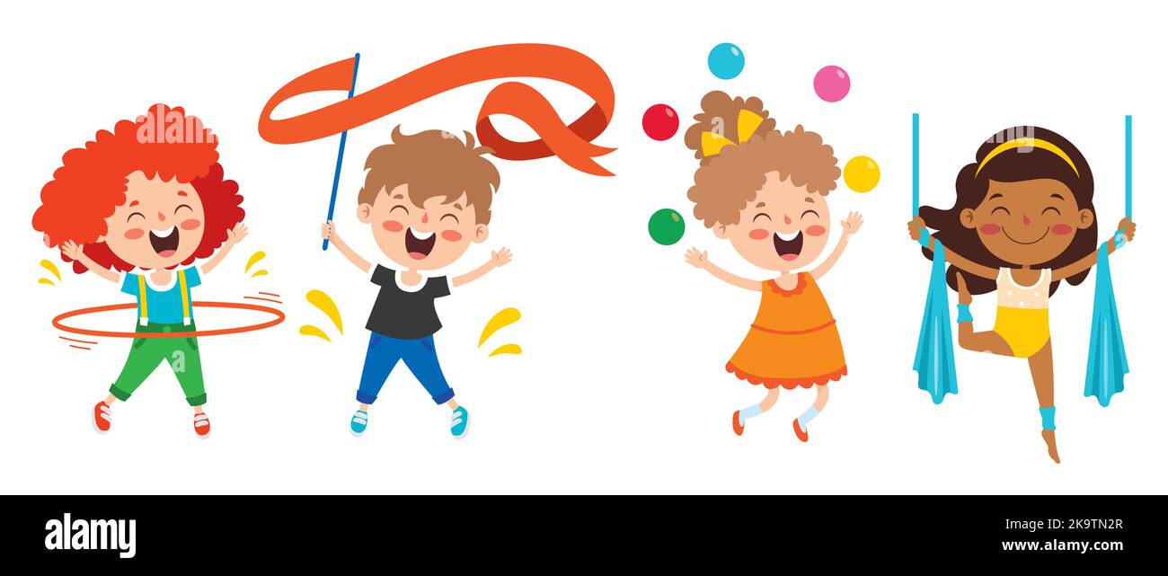 Happy Kids Making Various Sports Stock Vector Image & Art - Alamy