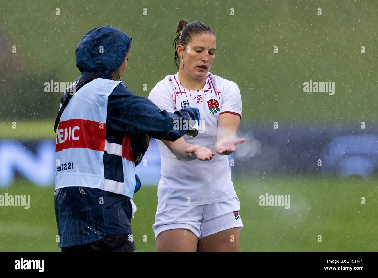 England's Lydia Thompson during the Women's Rugby World Cup Quarter ...