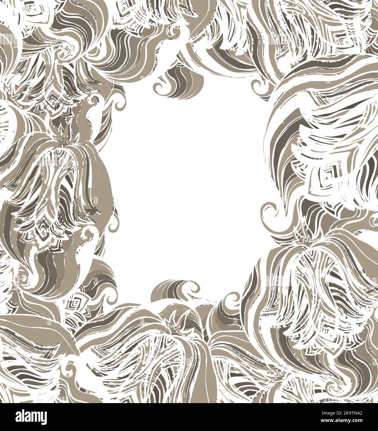 Hand drawn vector illustration. Vintage frame with curly decorative ...