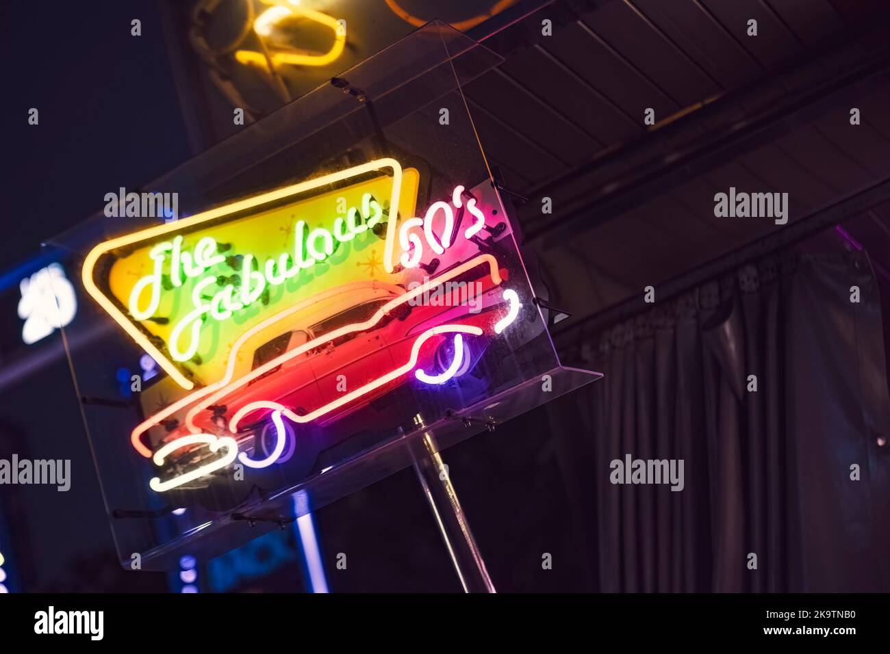 Back to the 50s neon sign Stock Photo - Alamy